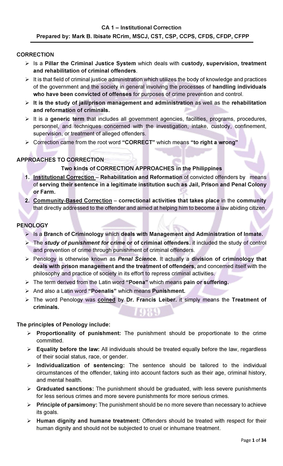 CA 1 Institutional Correction: Understanding the Criminal Justice ...