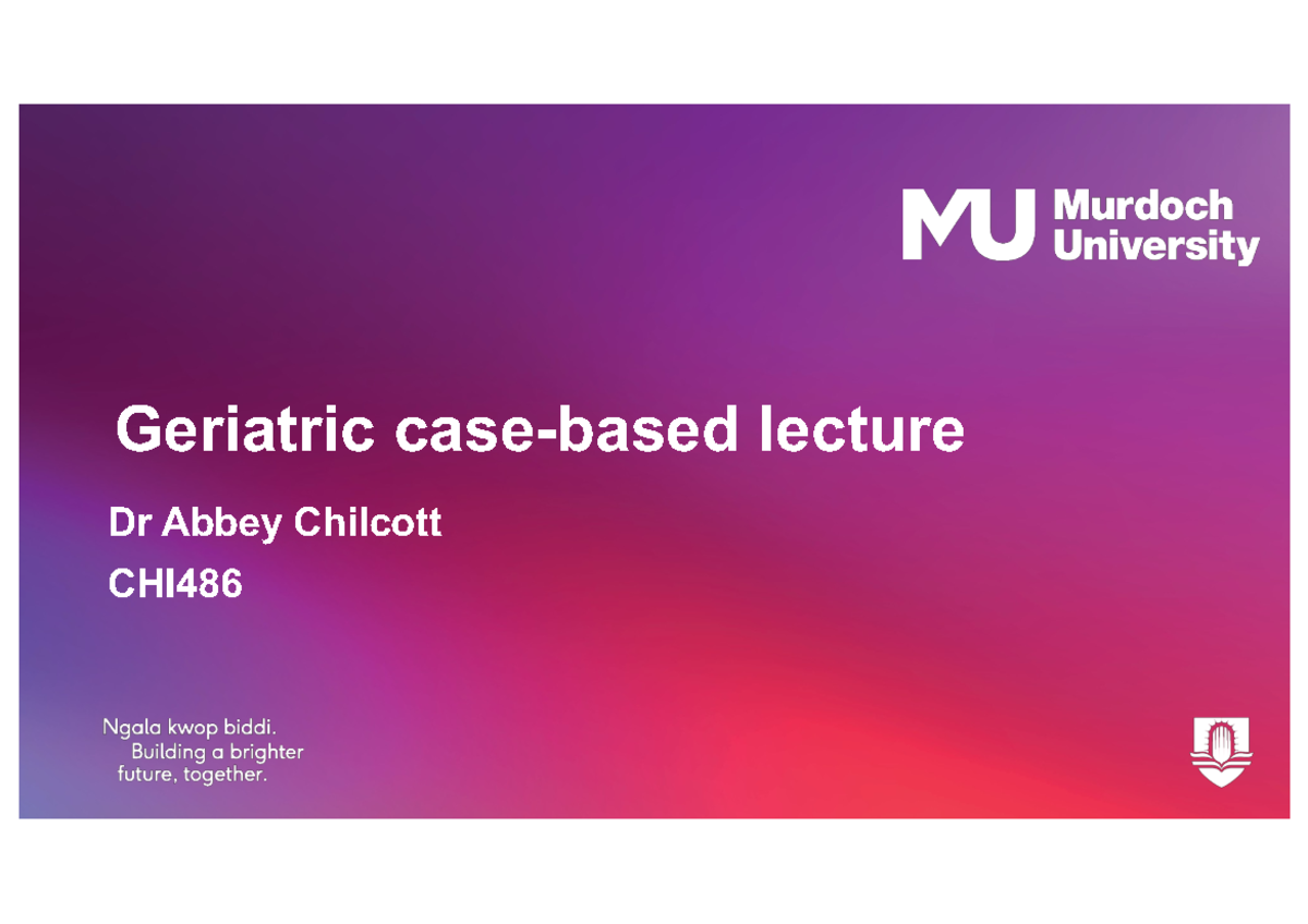 Geriatric Case Study: Multiple Myeloma Insights CHI486 - Studocu