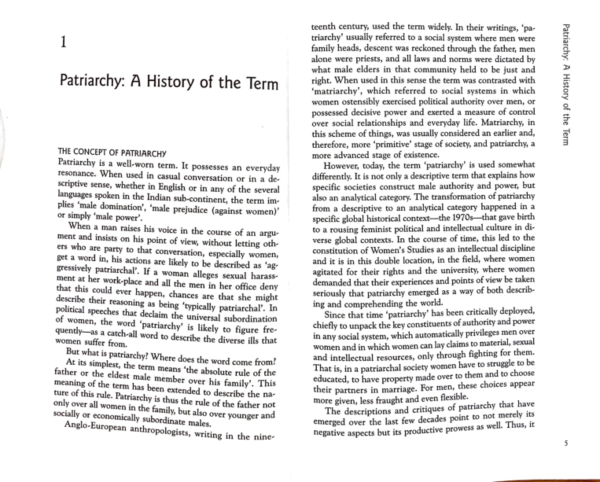 V geetha patriarchy - 1 Patriarchy: A History of the Term THE CONCEPT ...