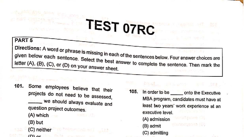 Test 08RC - Reading Comprehension Practice - Studocu
