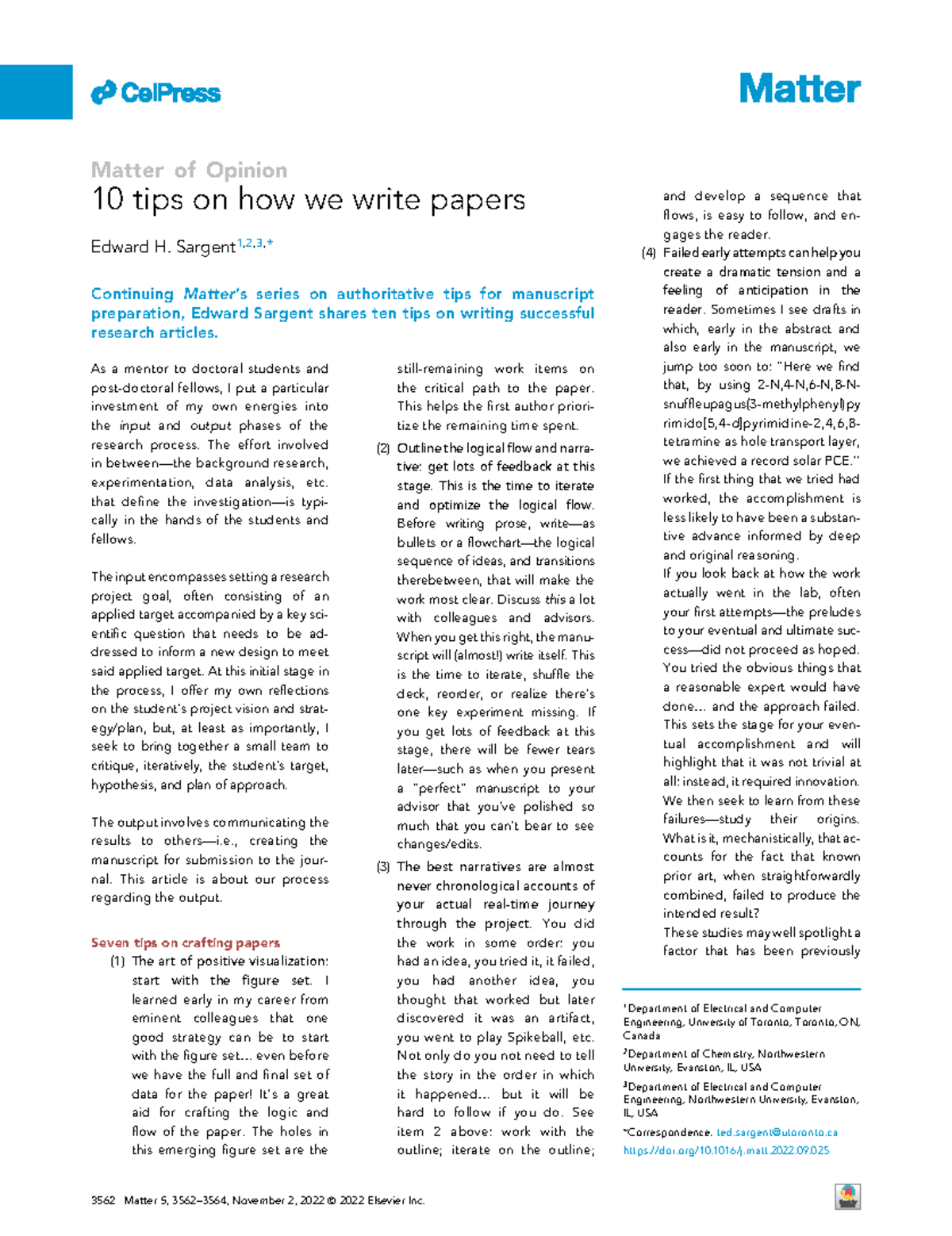 10 tips on how we write papers - Matter of Opinion 10 tips on how we ...