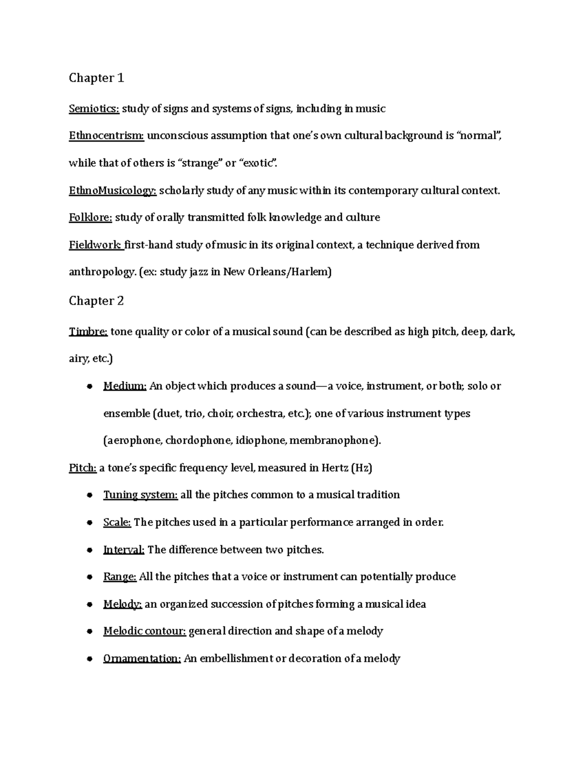 World Music Study Guide: Key Concepts and Terms Overview - Studocu