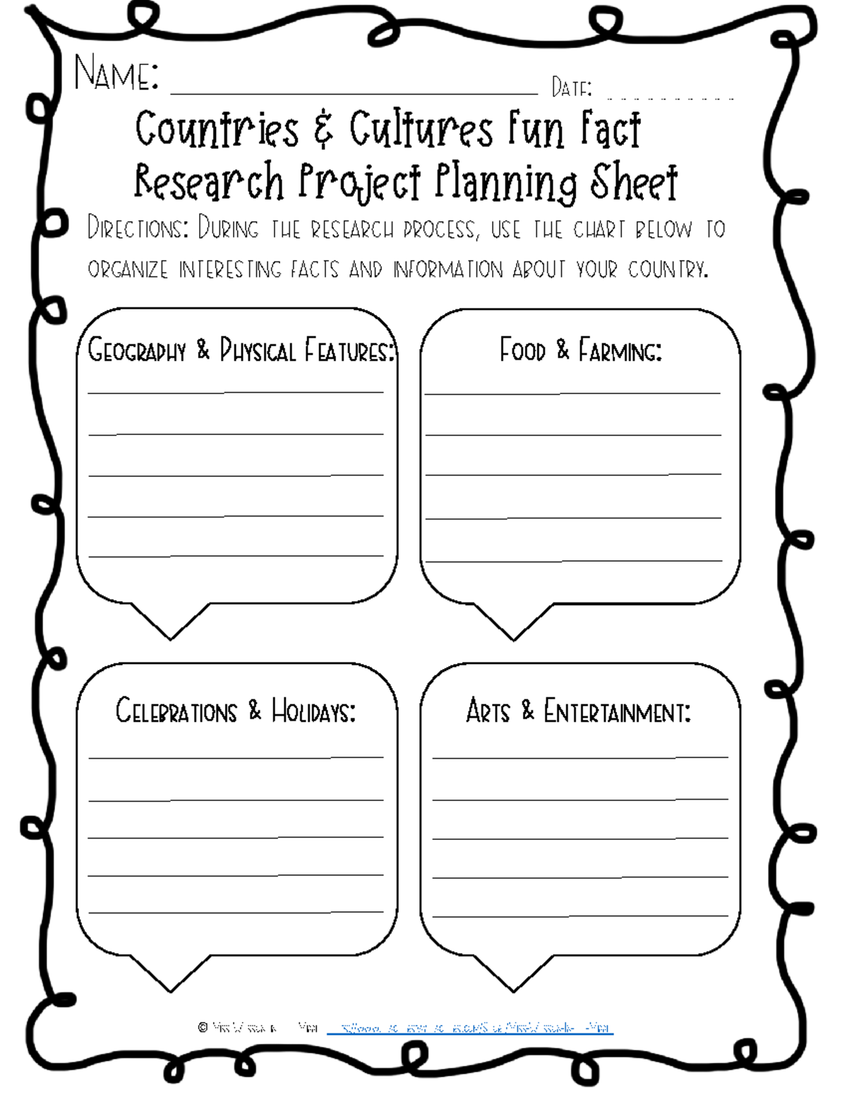 Countries and Cultures Research Project - Name: _______________ Date ...