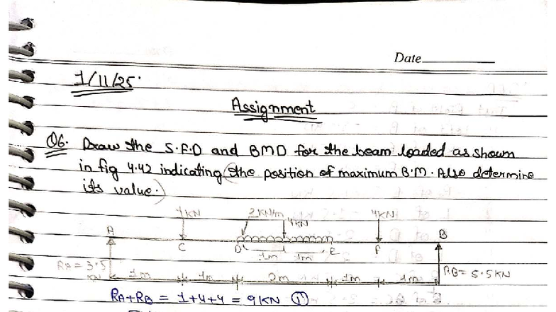 SFD and BMD Analysis for Beam Loadings - Assignment 06 - Studocu