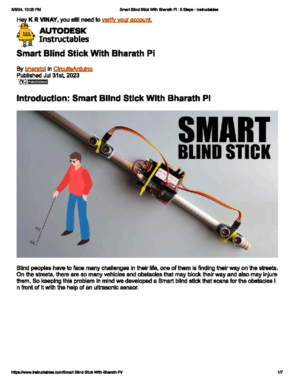 VVV - ntg - 10:05 PM Smart Blind Stick With Bharath Pi : 5 Steps ...