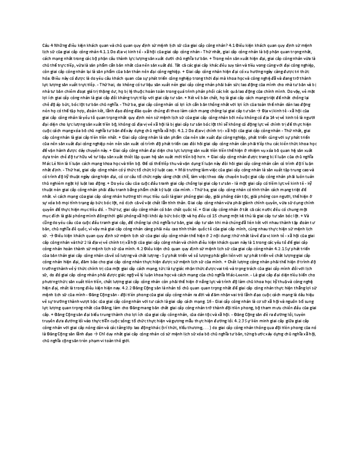 Bai4 - thrth - Câu 4 Nh ng điềều ki n khách quan và chữ ệ ủ quan quy đ nh sị ứ m nh l ch sệ ị ử ...