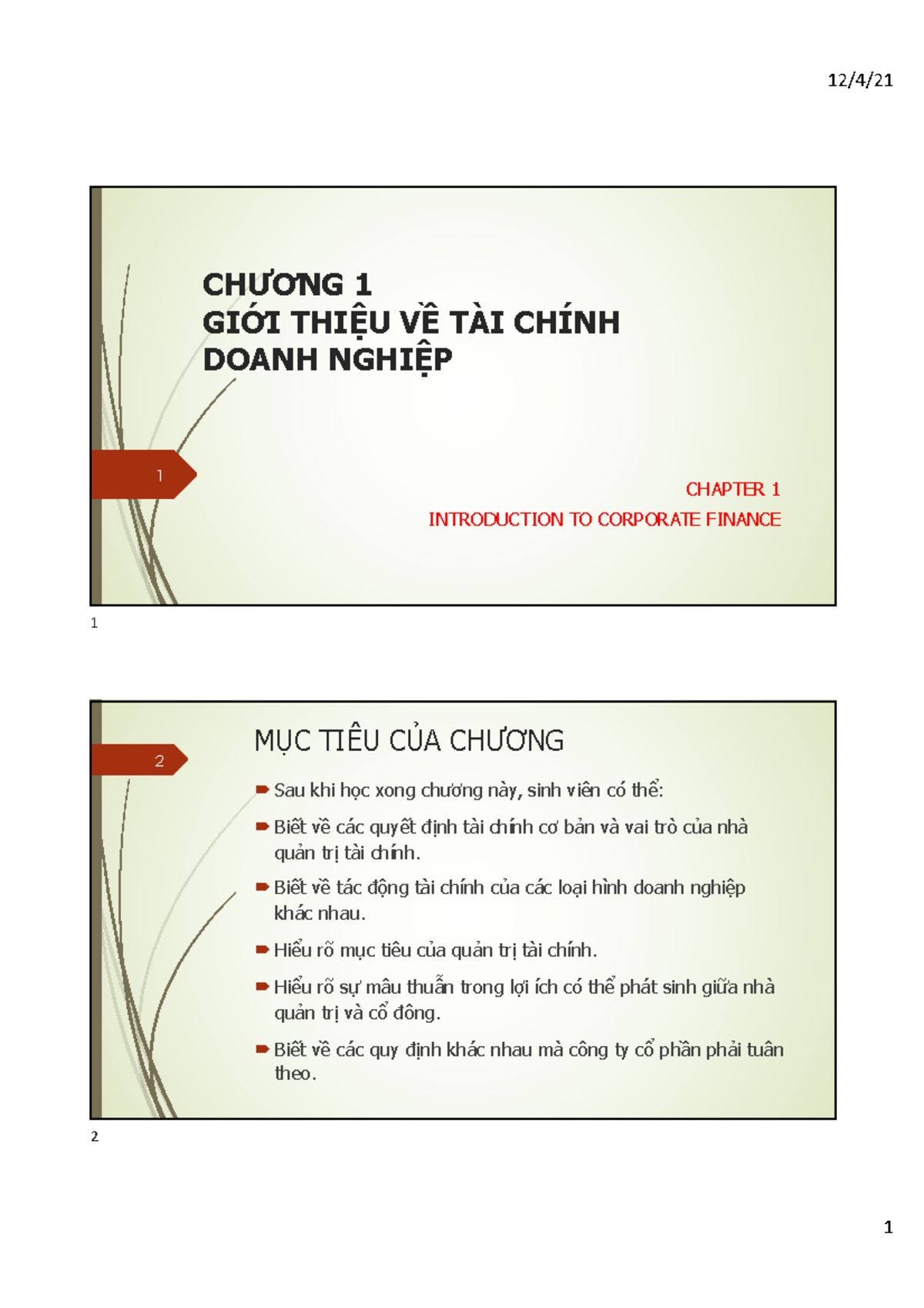 TCDN NC - slide - CHƯƠNG 1 GIỚI THIỆU VỀ TÀI CHÍNH DOANH NGHIỆP CHAPTER 1 INTRODUCTION TO ...
