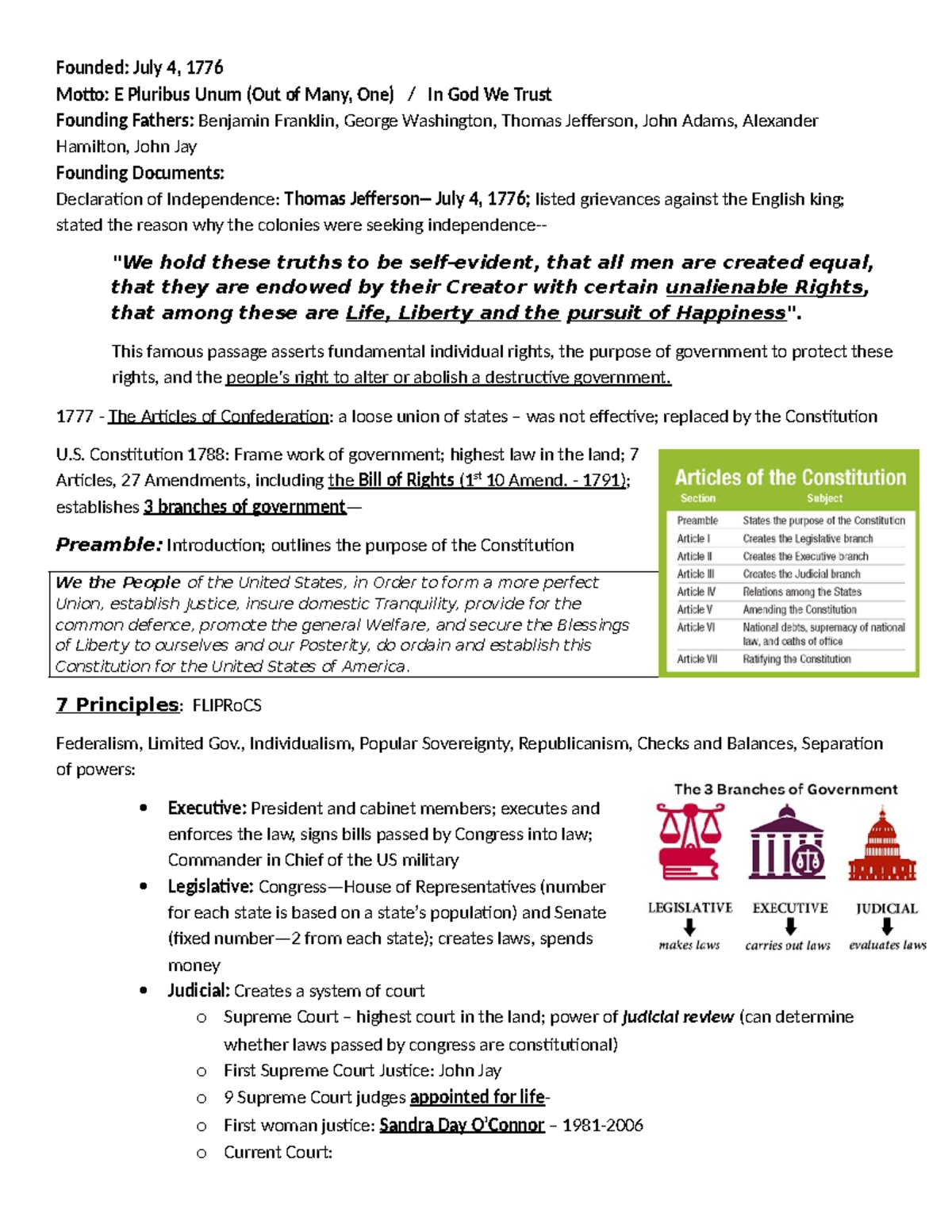 US Civics Review: Understanding the Constitution and Amendments - Studocu