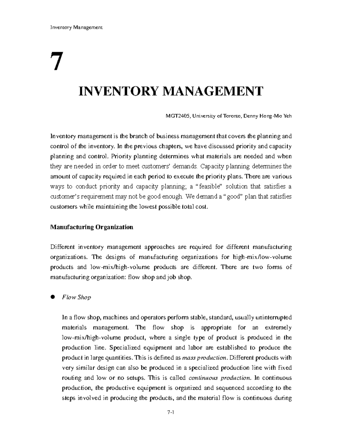 Chapter 4 - Inventory Management - 7 INVENTORY MANAGEMENT MGT2405 ...