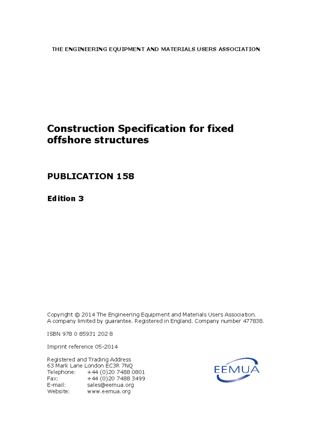 EEMUA 158 - Updated Construction Specs for Fixed Offshore Structures ...