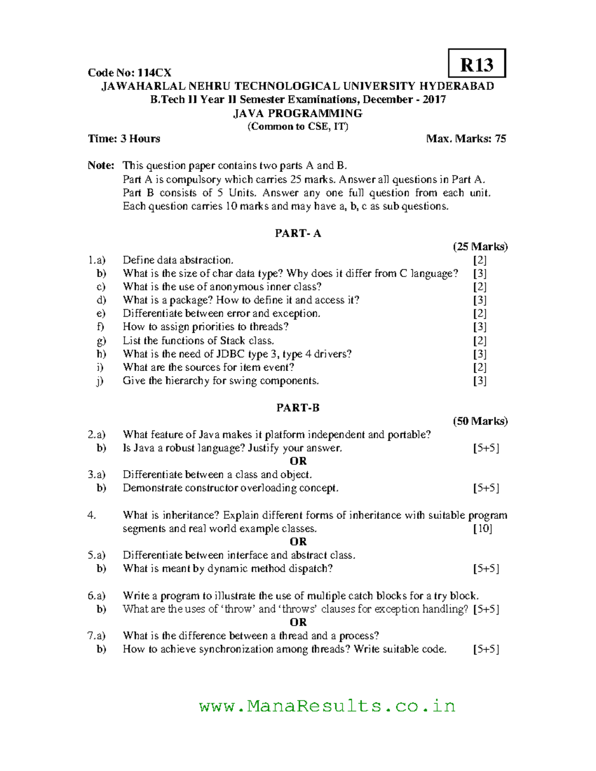 Java Programming Exam Paper 2019 - R13 Code No: 114CX - Studocu