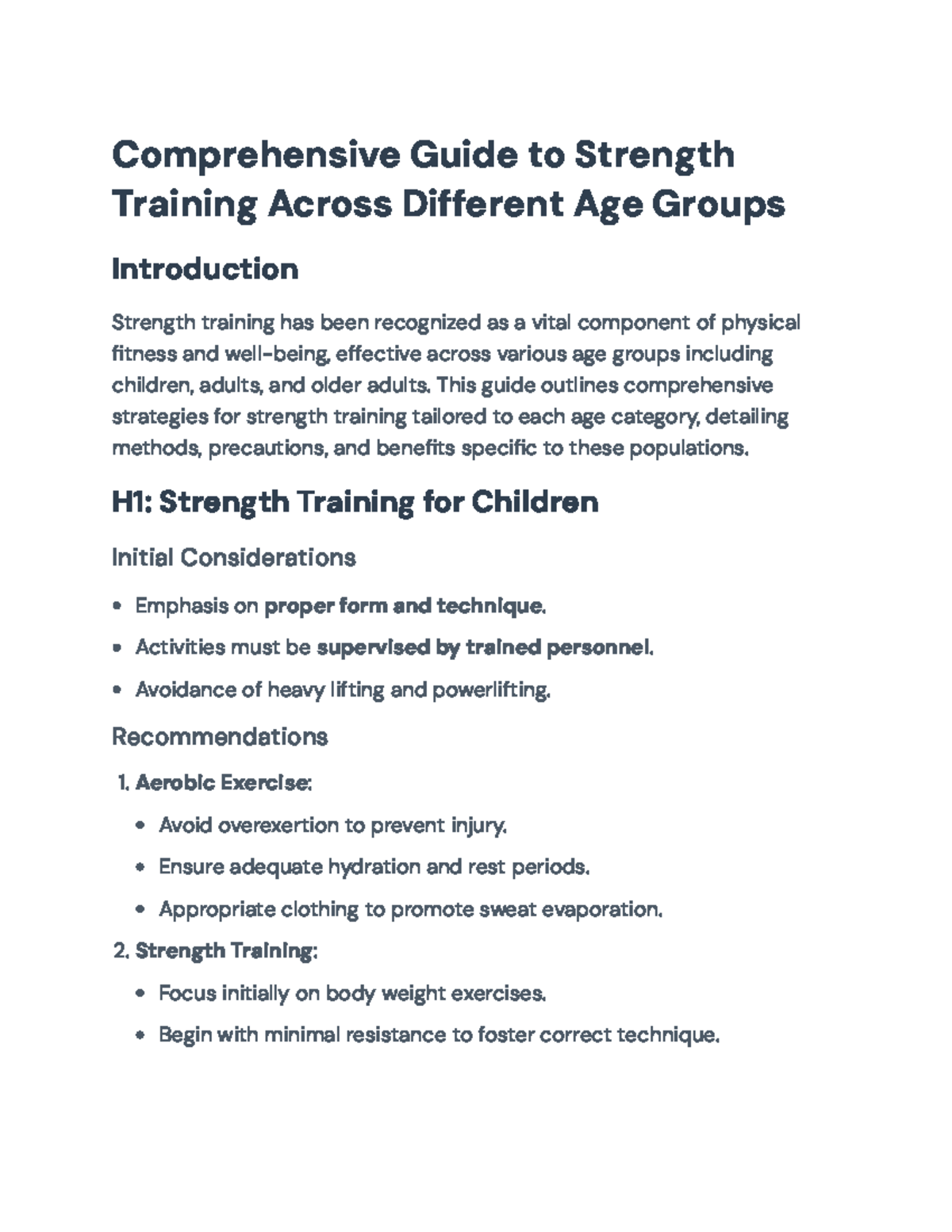 Comprehensive Guide to Strength Training Across Ages (PHYS 201 ...
