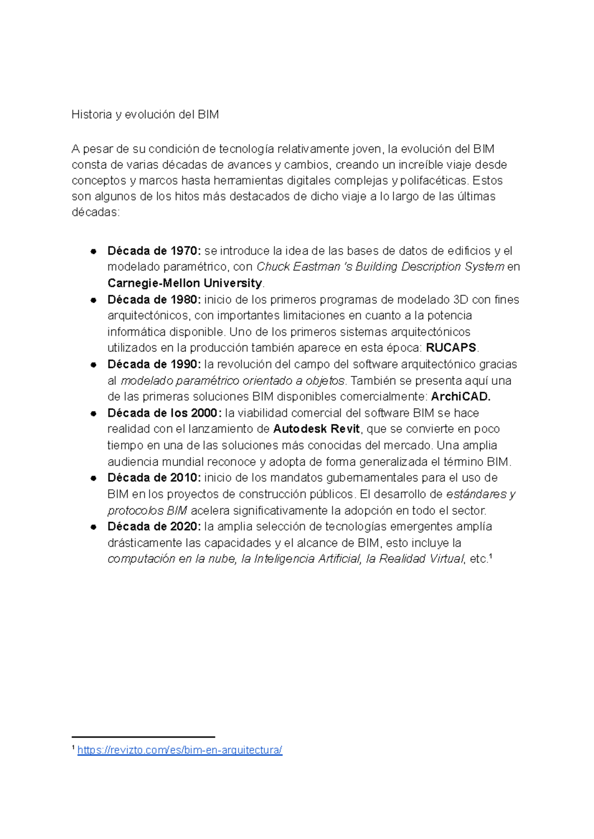 Historia y Evolución del BIM: Un Viaje a Través de las Décadas - Studocu