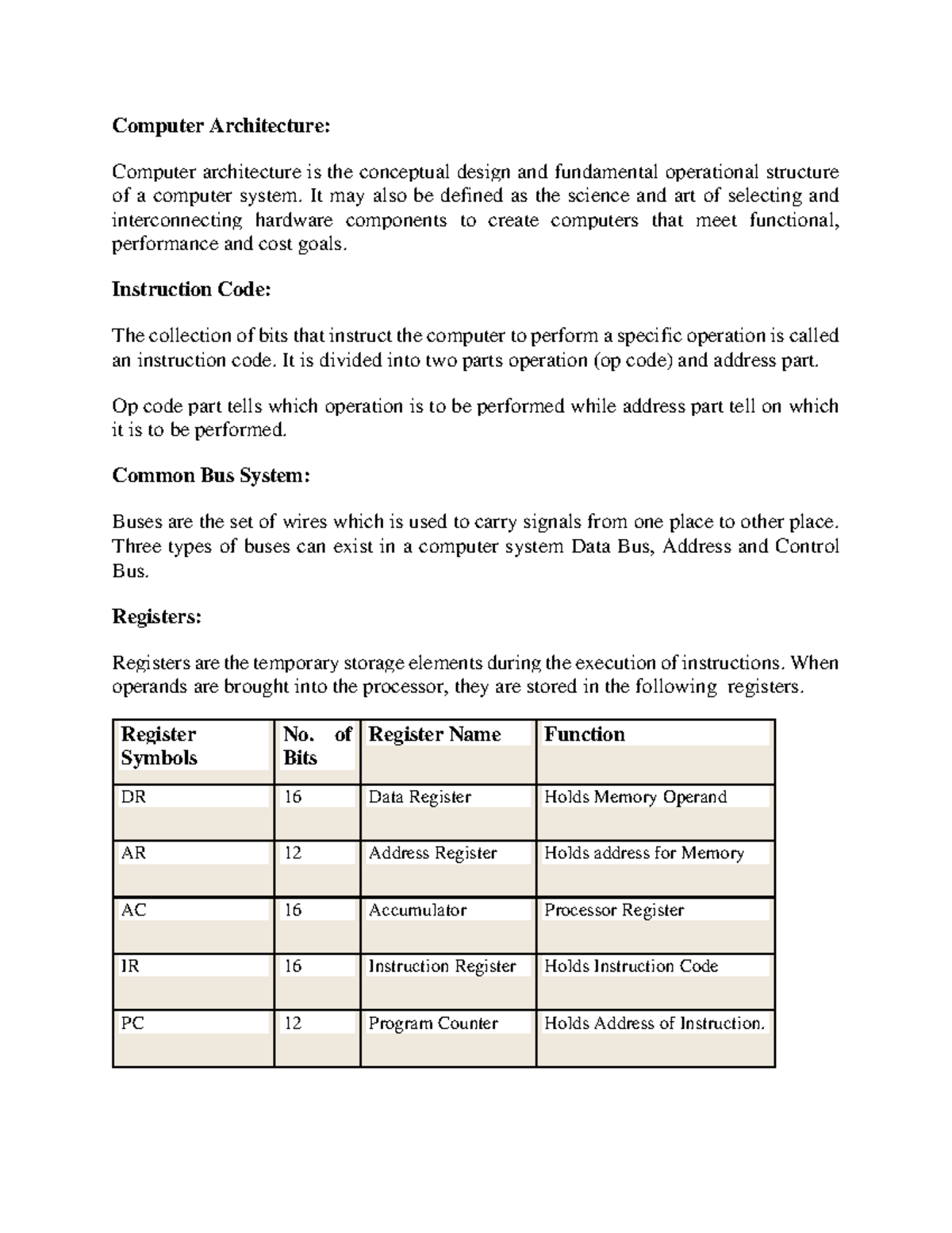 CA 2nd Sem BCA Computer Architecture Short Notes Summary - Studocu