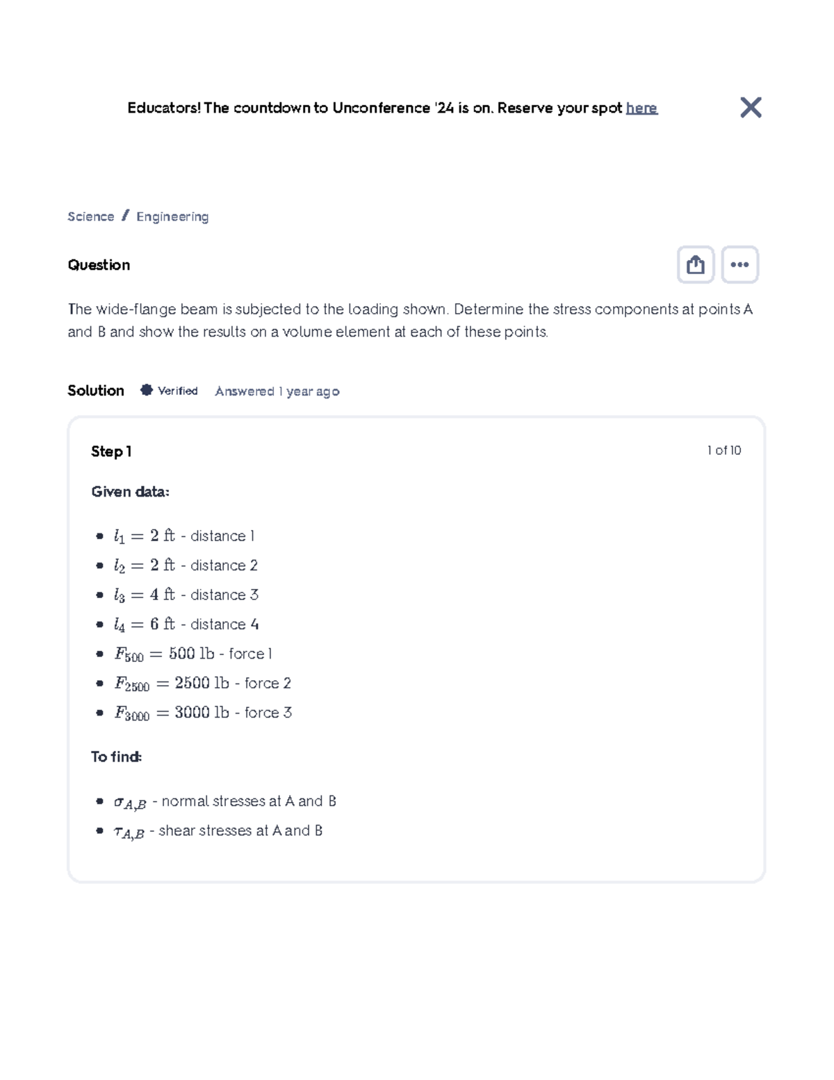 Determine Stress Components on Wide-Flange Beam Under Loading - ENGR ...