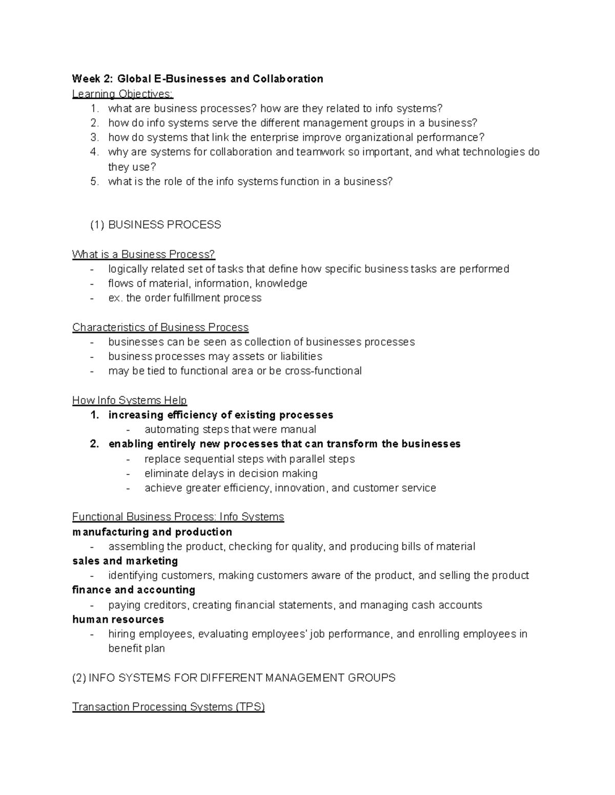 INFO SYS 2: Understanding Business Processes & Collaboration Tools ...