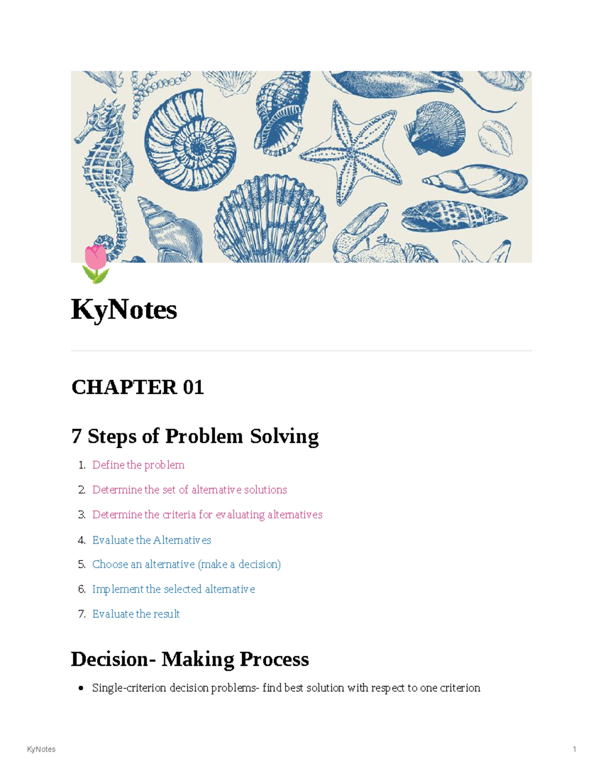 Chapter 01 Management Science: Summarized Notes on Problem Solving ...