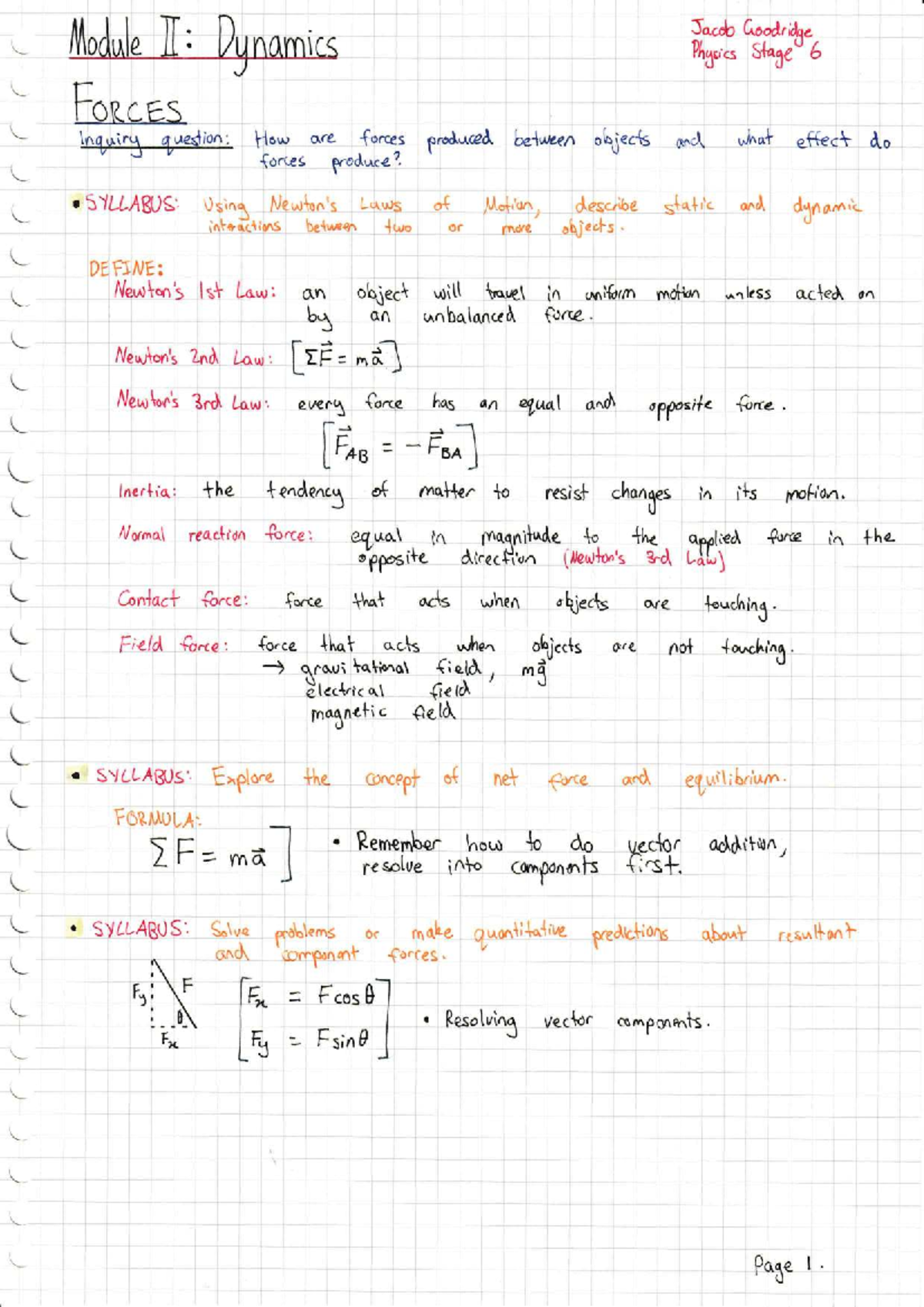 Module II: Dynamics - Forces and Motion Analysis (Physics Stage 6 ...
