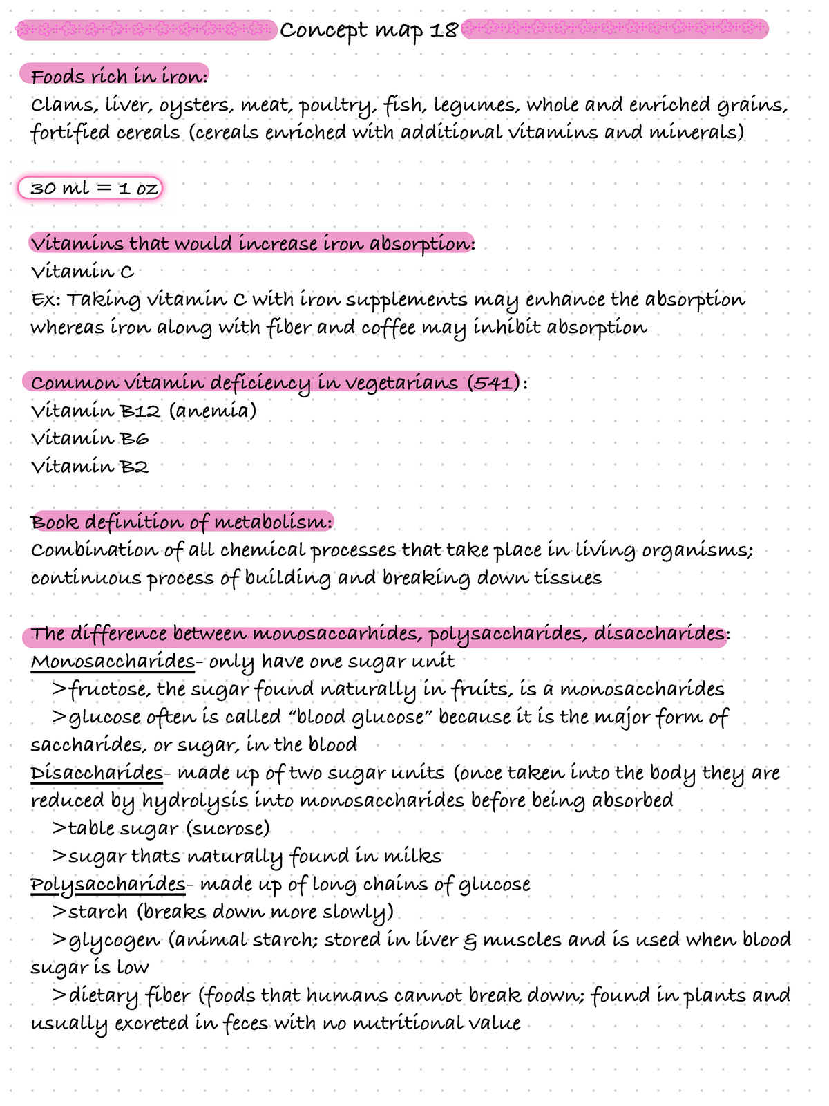 Concept Map 18: Nutritional Sources & Metabolism Insights - Studocu