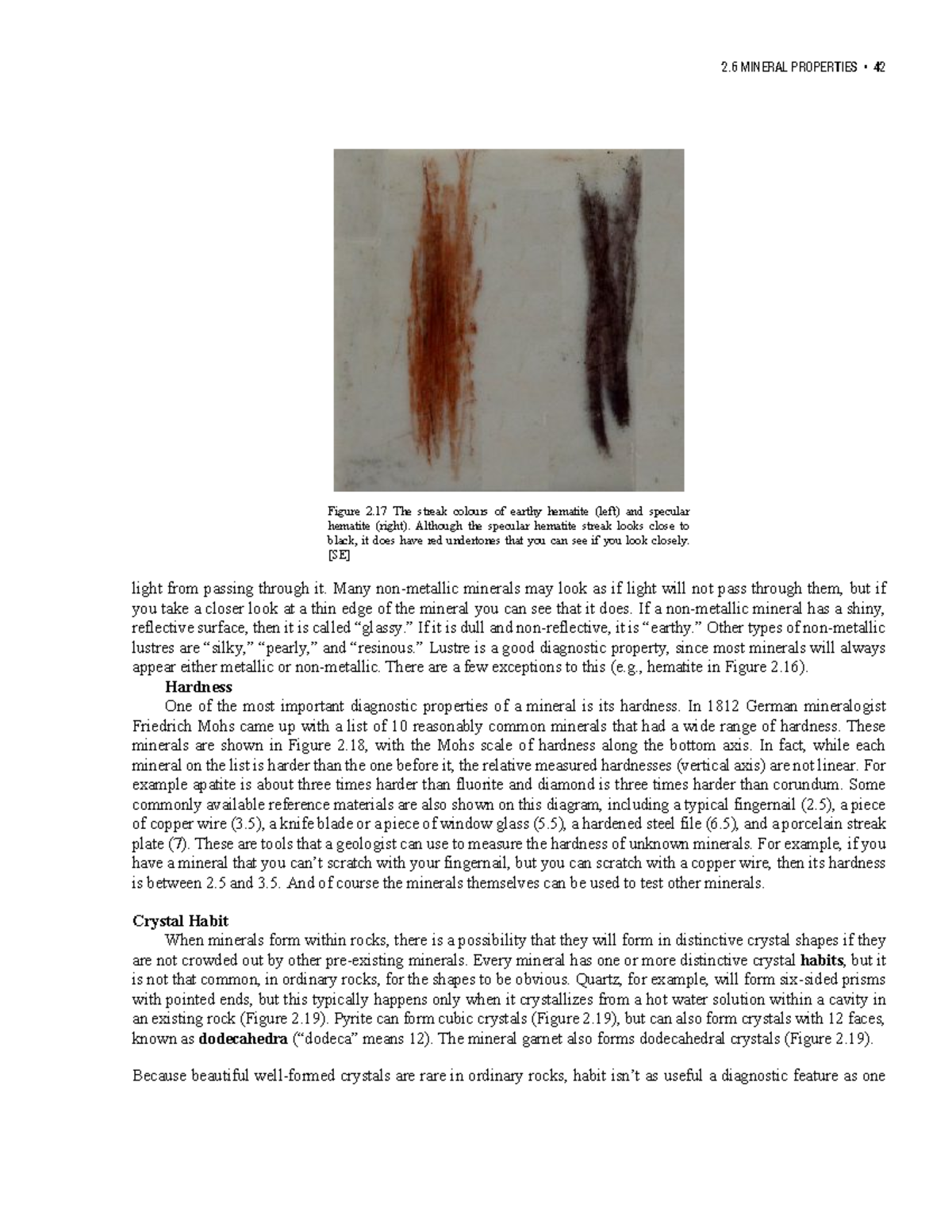 Physical Geology: Mineral Properties and Diagnostic Features (2.6 ...
