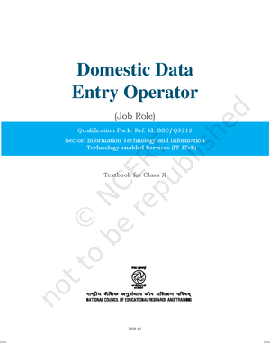 Domestic Data Entry Operator: Class IX Vocational Textbook Overview ...