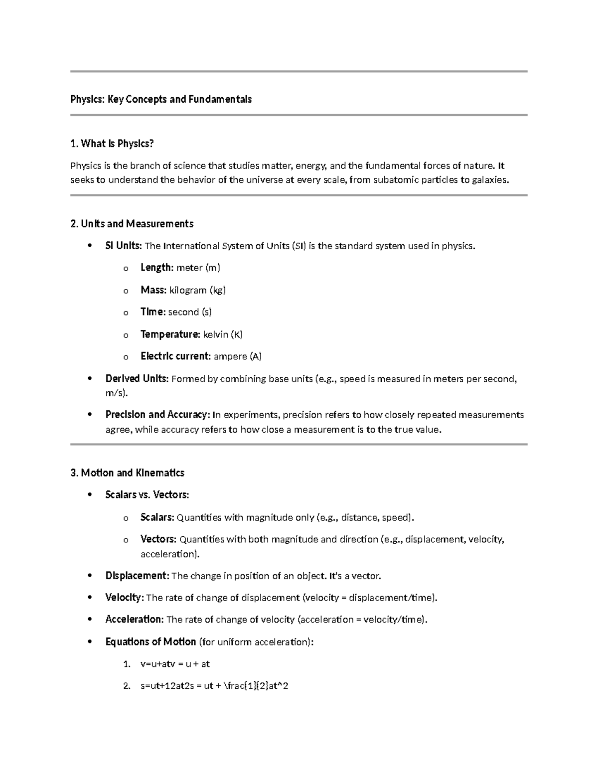 Physics - lecture notes - Physics: Key Concepts and Fundamentals 1 ...