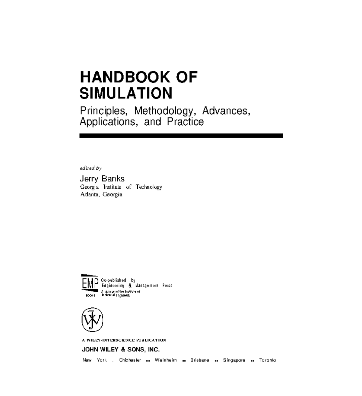 Handbook of Simulation Principles and Methodology - Edited by Jerry ...