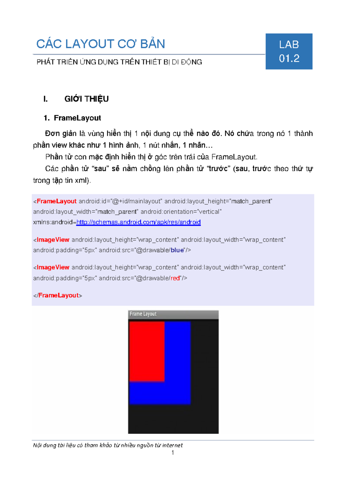 Lab1 Basic layouts 1 3 - Mobile App - PHÁT TRIỂN ỨNG DỤNG TRÊN THIẾT BỊ ...