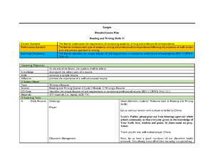 Detailed Lesson Plan in Science 10 - Objectives At the end of the lesson 100% of the students ...