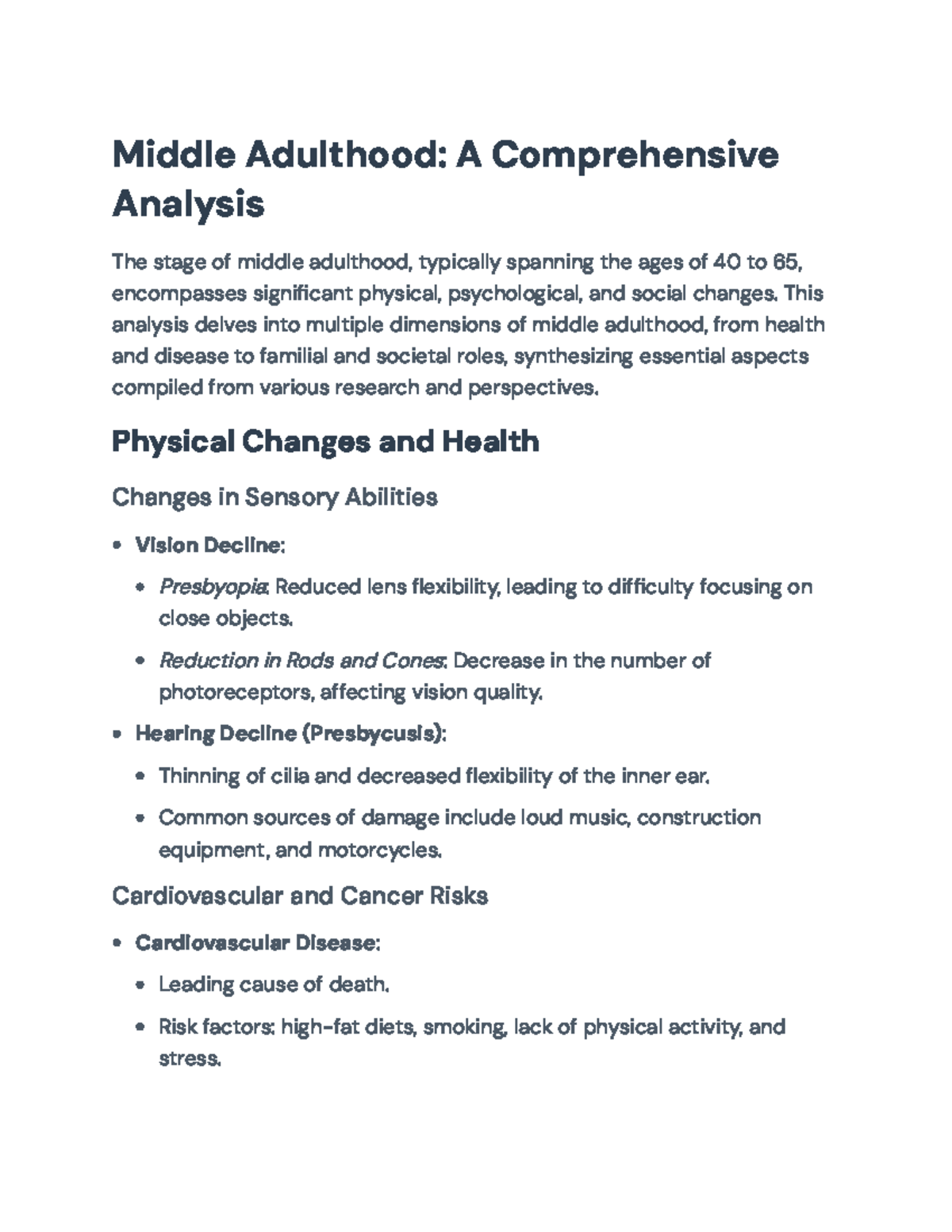 Middle Adulthood: Health, Development, and Social Dynamics Analysis ...