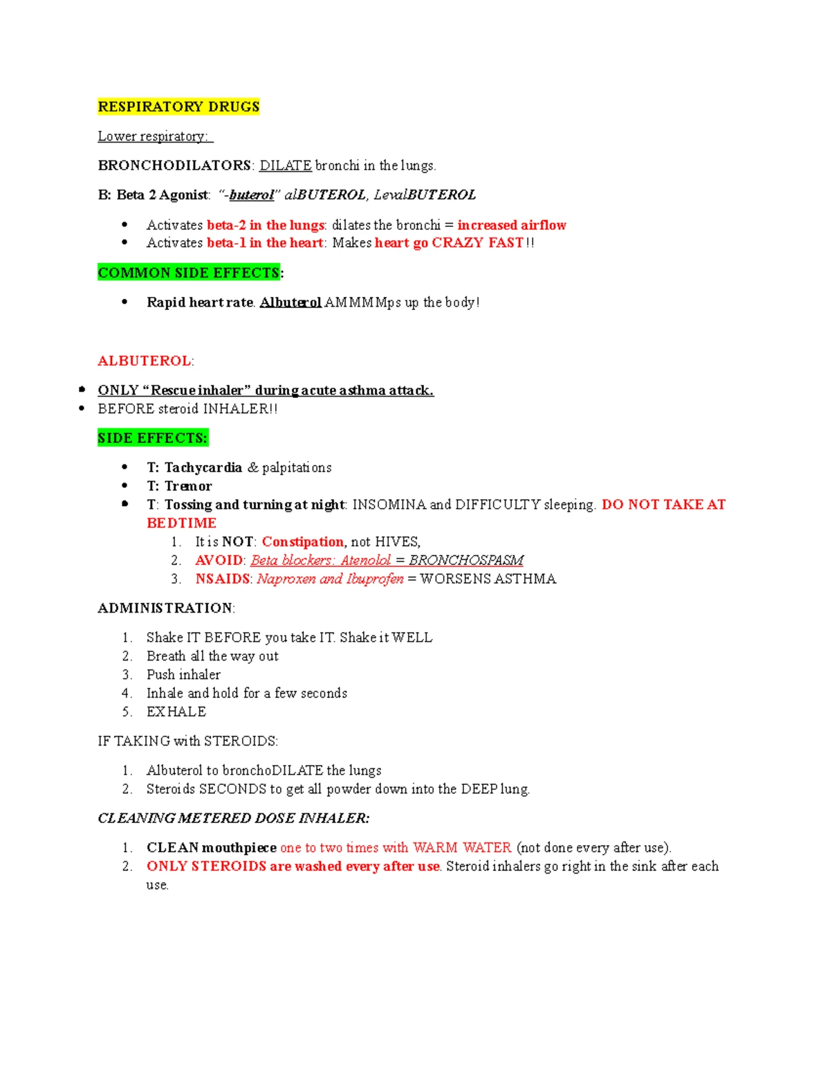 Respiratory System - Med surge cheat sheet - RESPIRATORY SYSTEM What is ...