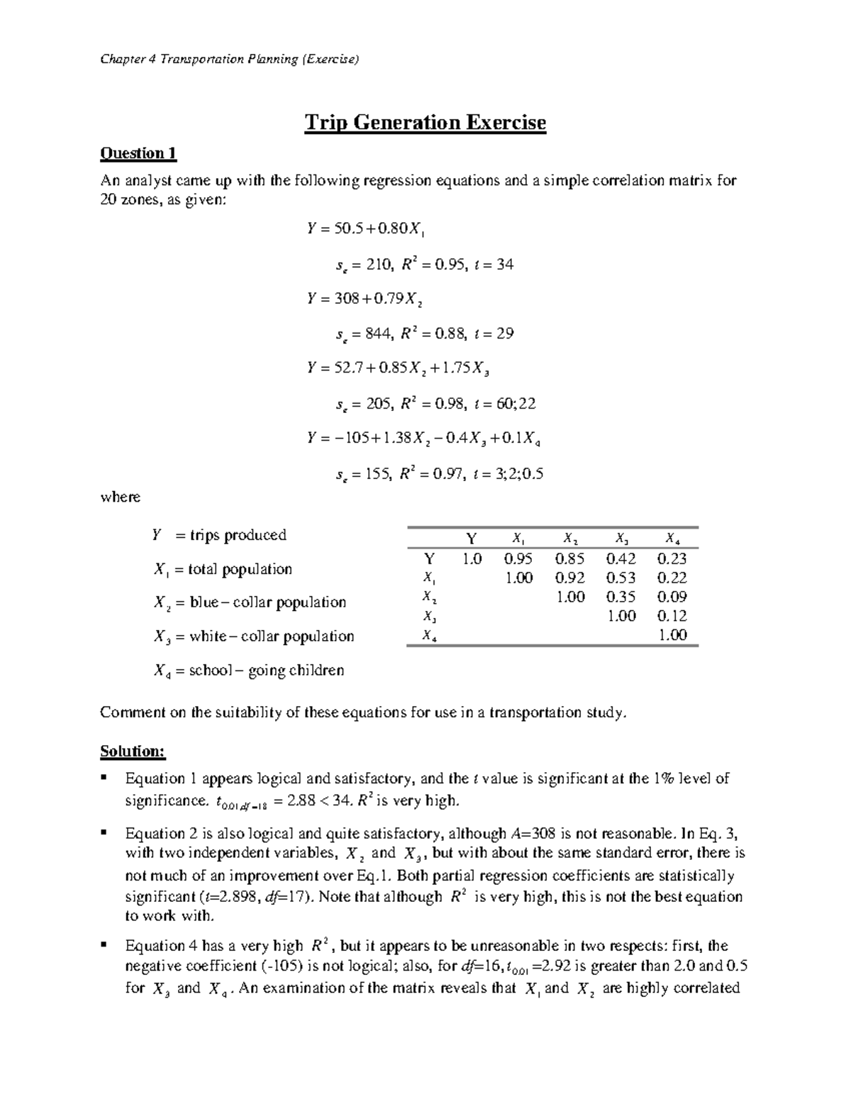 Ch4 Trip Generation, Distribution, and Model Split Exercises Solutions ...