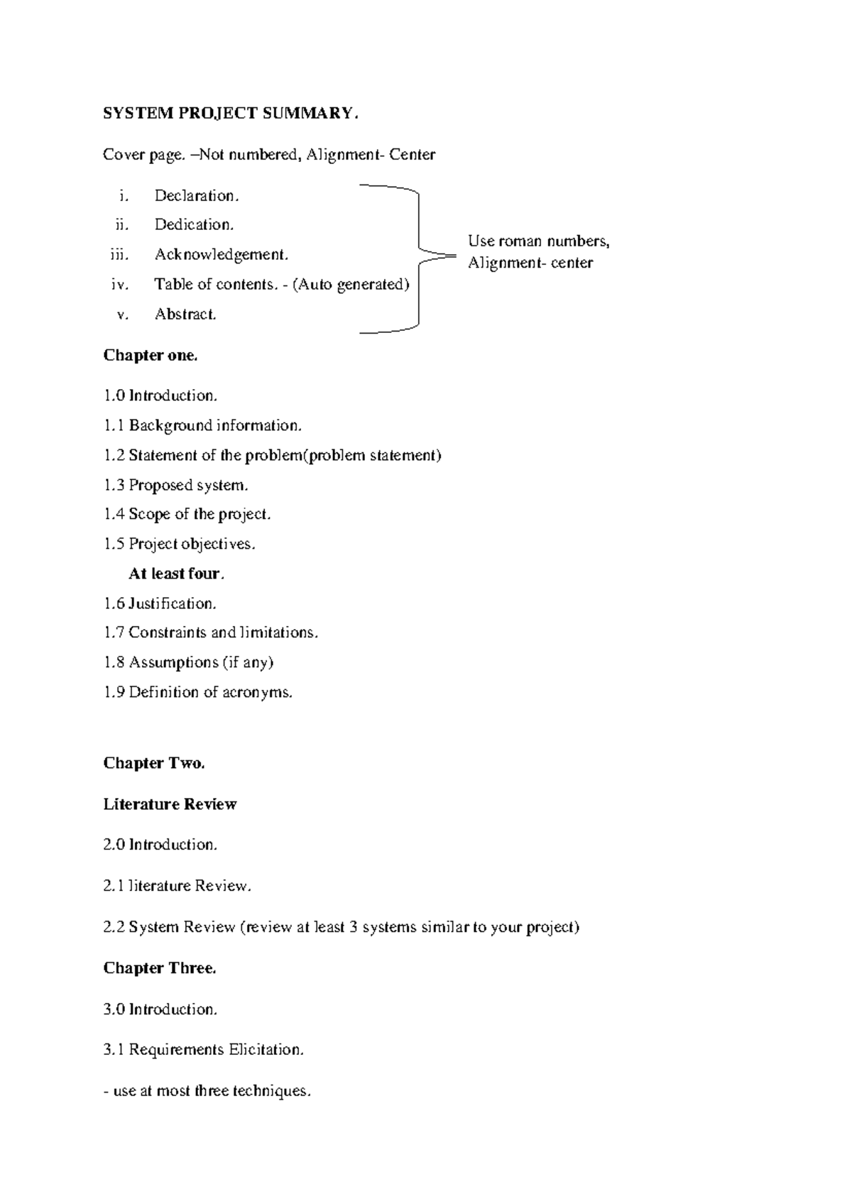 Project Format Summary. - SYSTEM PROJECT SUMMARY. Cover page. – Not ...