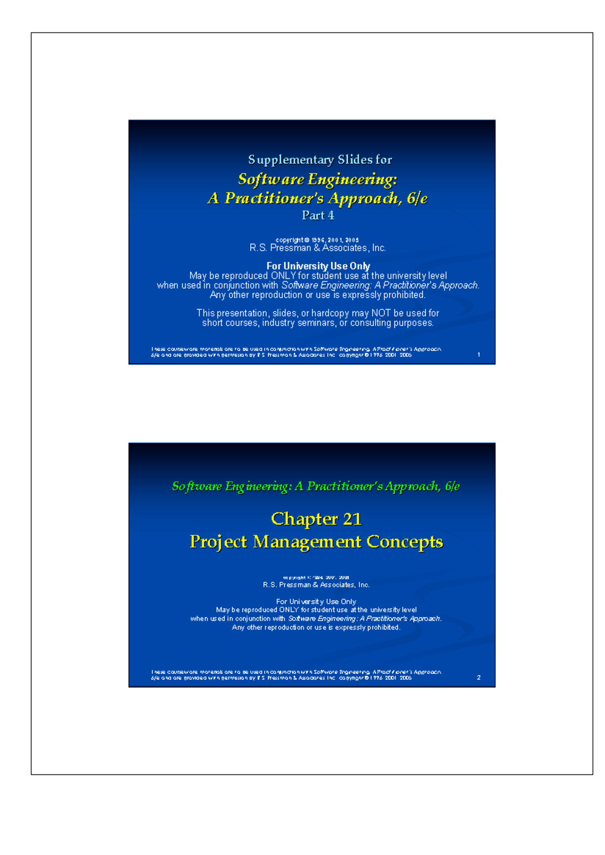 Software Engineering: A Pract Approach, Chapter 21 & 22 Slides - Studocu