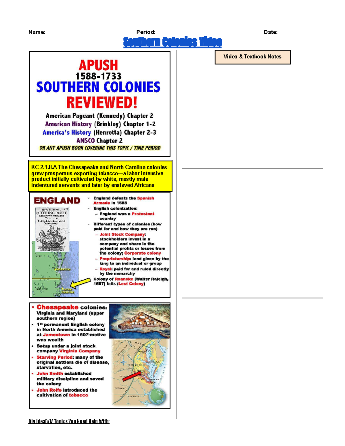 APUSH Period 2 Notes: Development of British Colonies (1607-1754) - Studocu