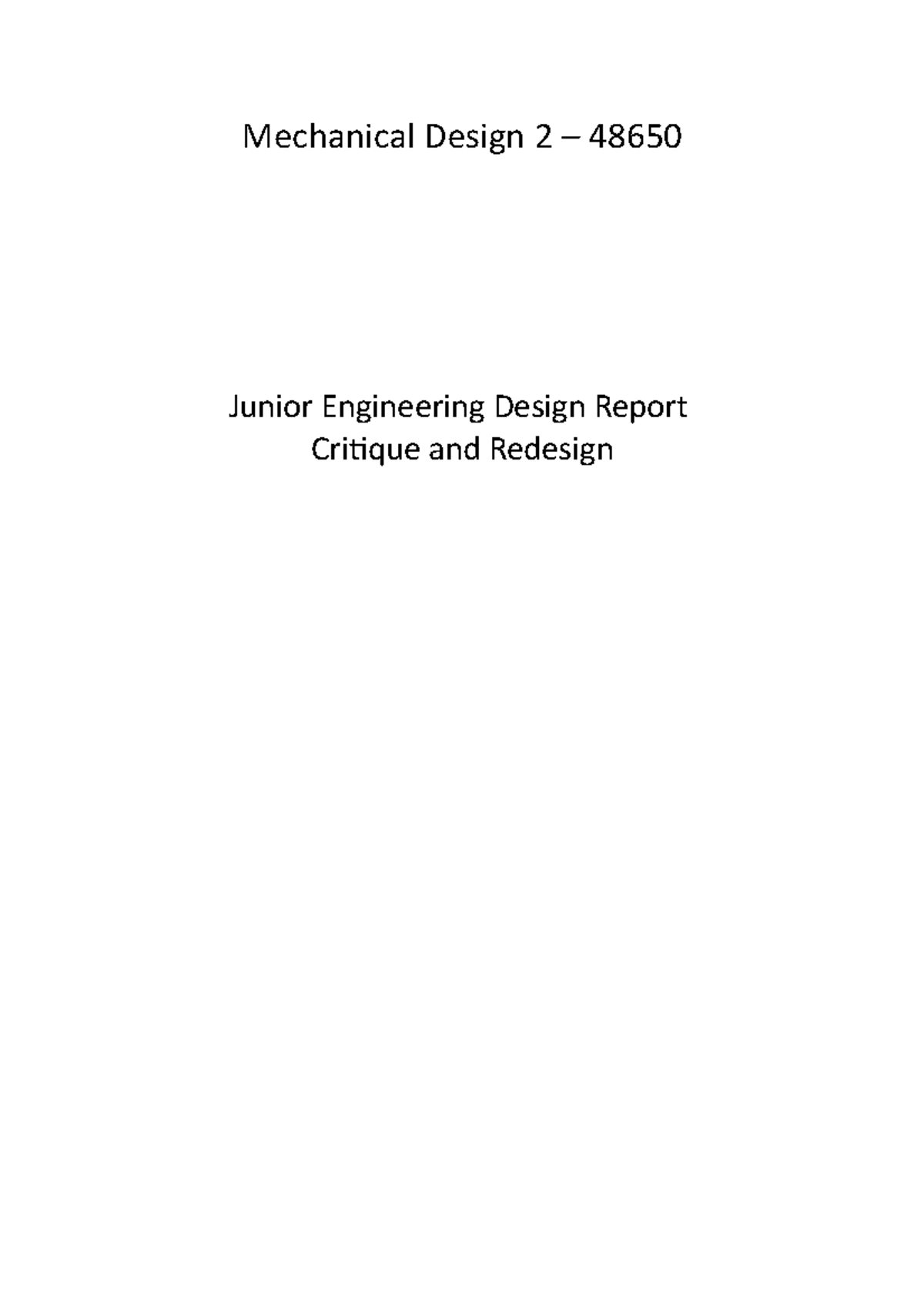 JEDR Engineering Design Report - Mechanical Design 2 – 48650 Junior ...