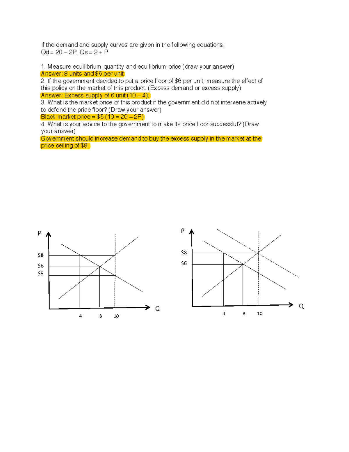 Government Intervention: Price Floor Analysis and Effects - Studocu