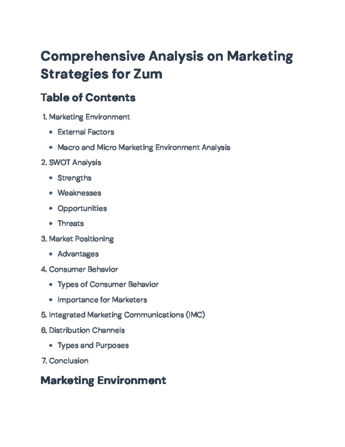 Comprehensive Marketing Strategy Analysis for Zum: SWOT and IMC ...