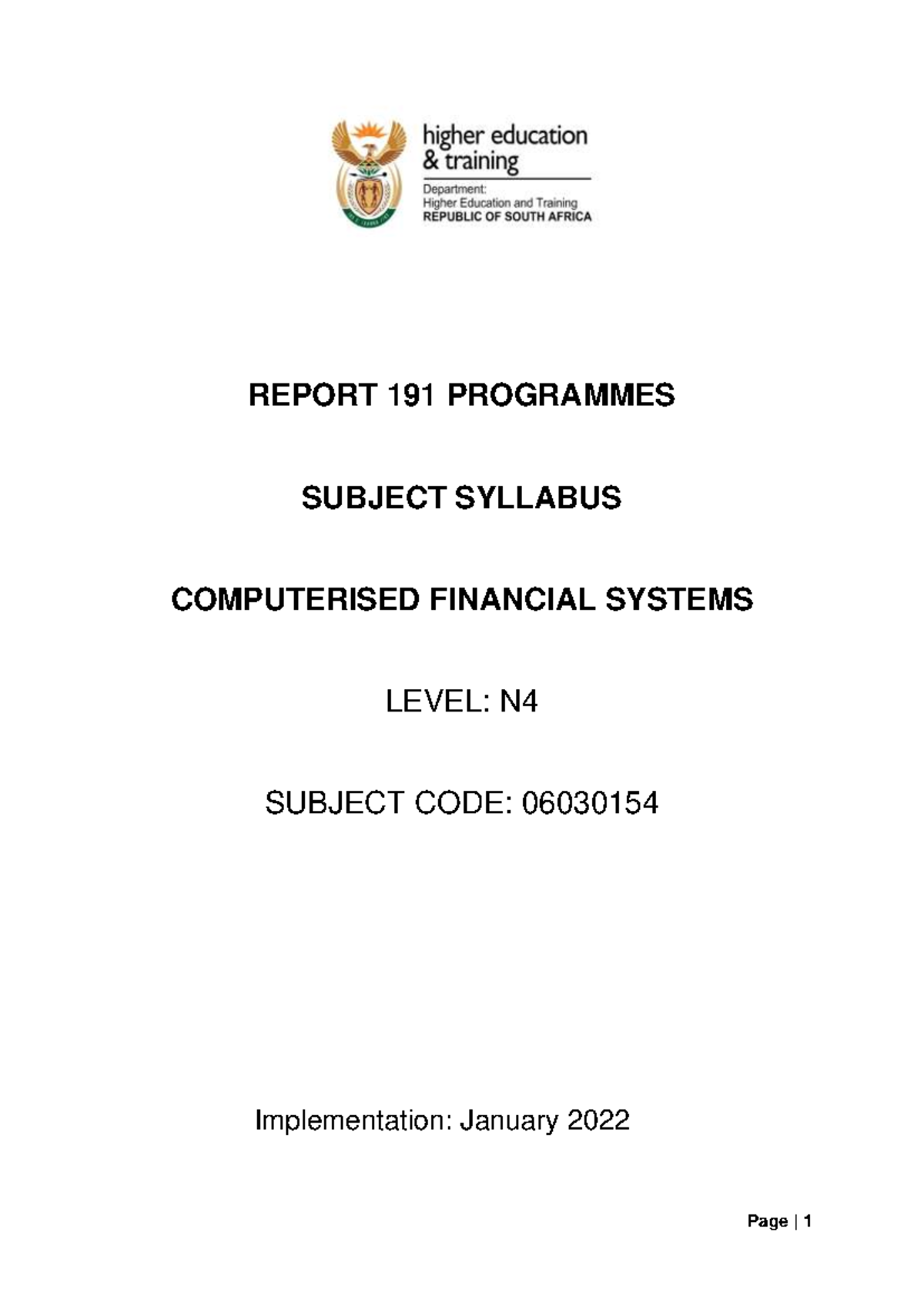 N4 Computerised Financial Systems: Comprehensive Course Syllabus ...