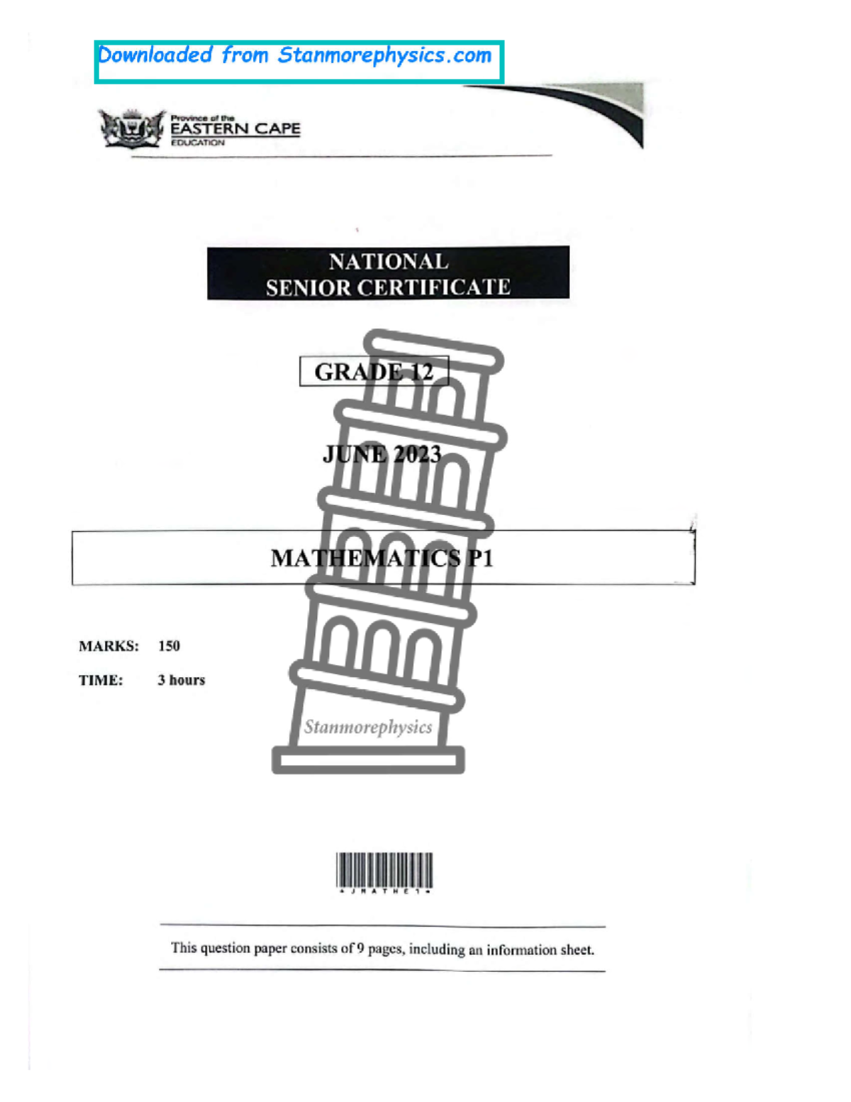 EC Maths Grade 12 June 2023 P1 and Memo - Beducation sed2601 - Studocu