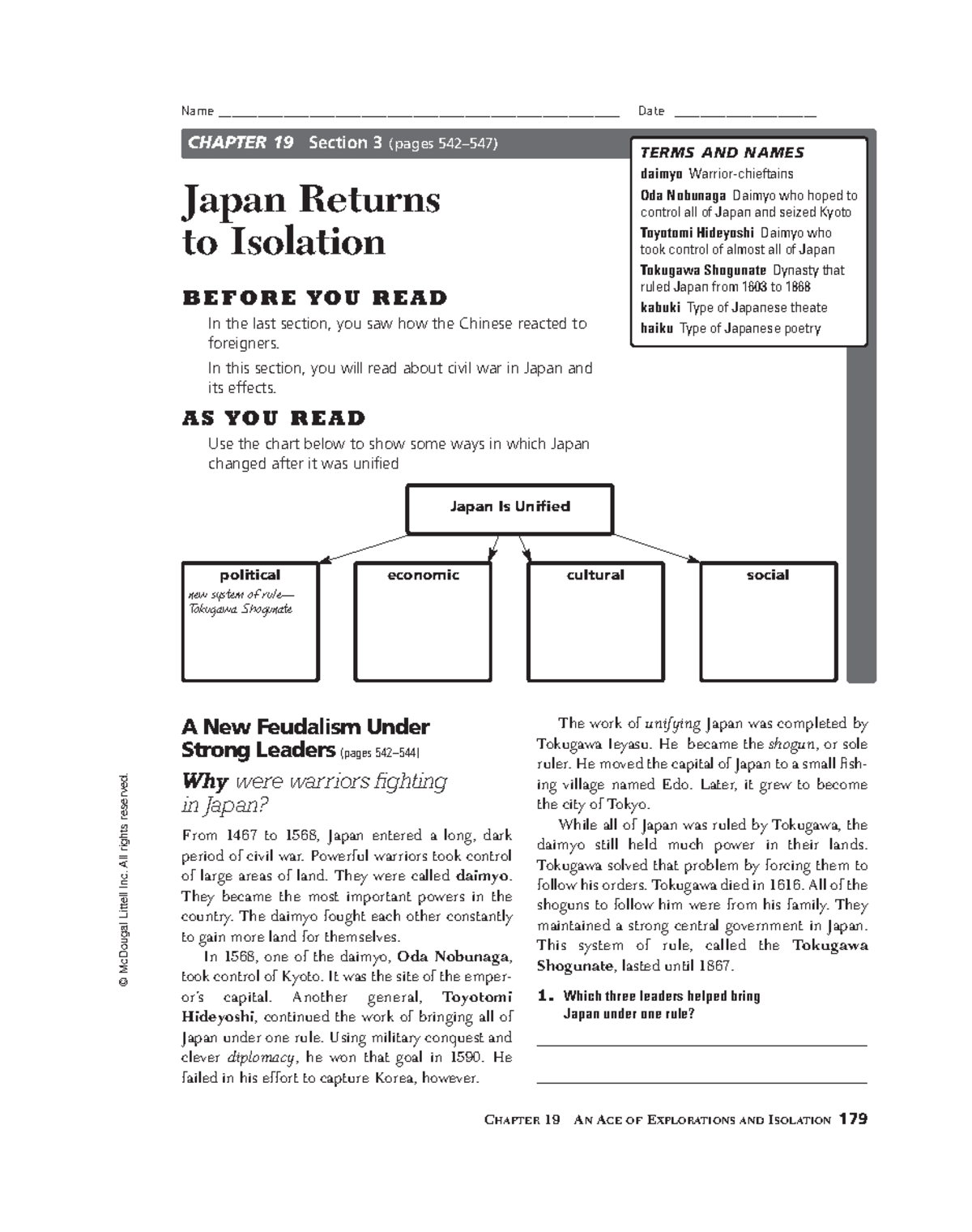 Japan Reading Guide - © McDougal Littell Inc. All rights reserved ...