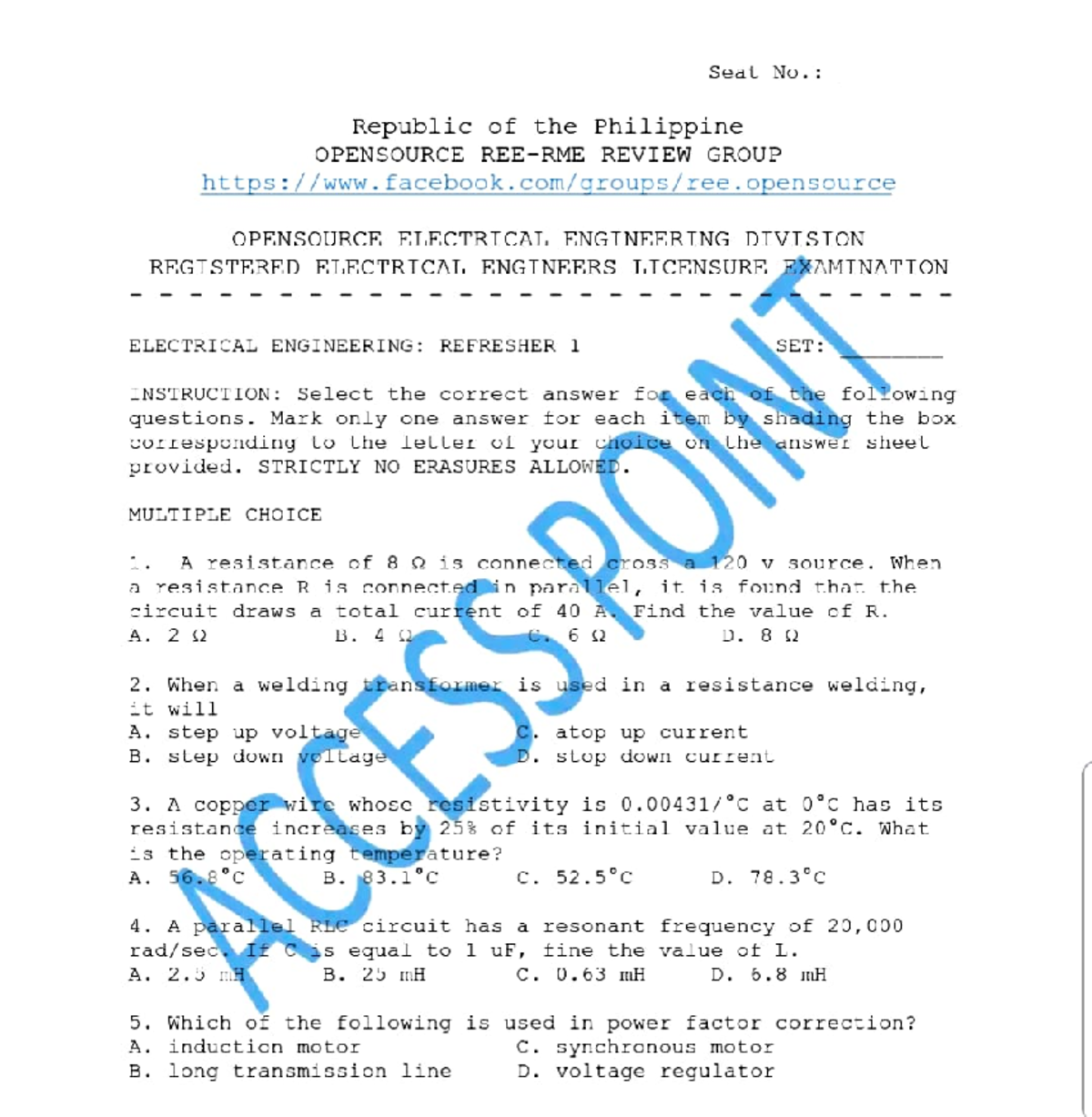 OS Refresher EE1: Electrical Engineering Licensure Exam Review - Studocu