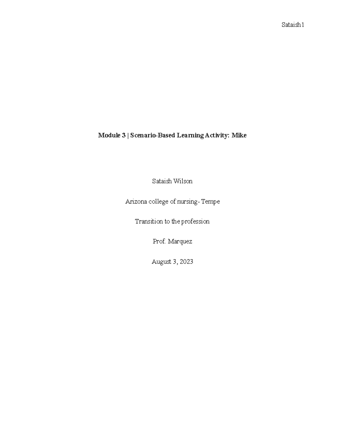 Module 3 Mike - assignment - Sataish Module 3 | Scenario-Based Learning ...