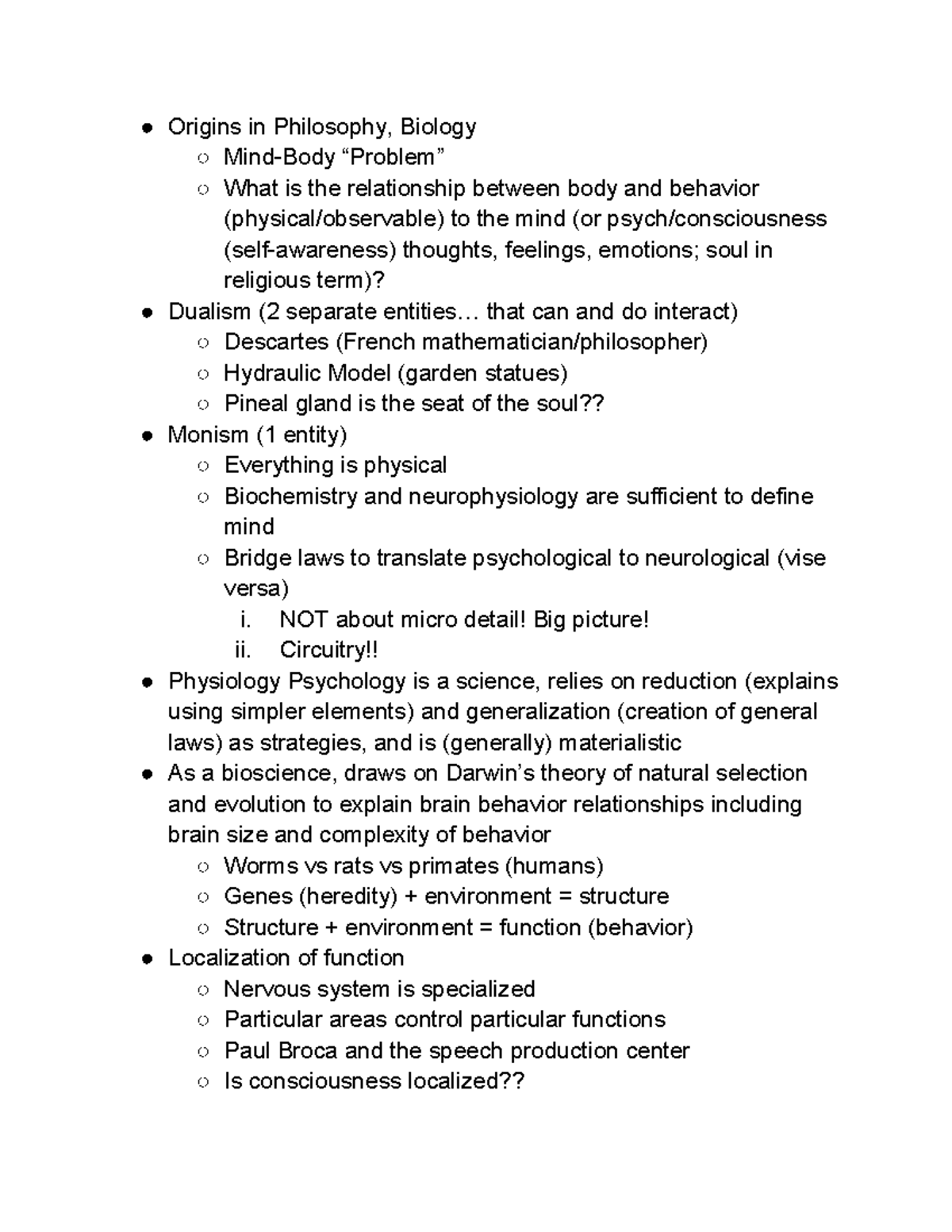 Physiology Notes for Test 1: Body, Mind, and Behavior Connections - Studocu