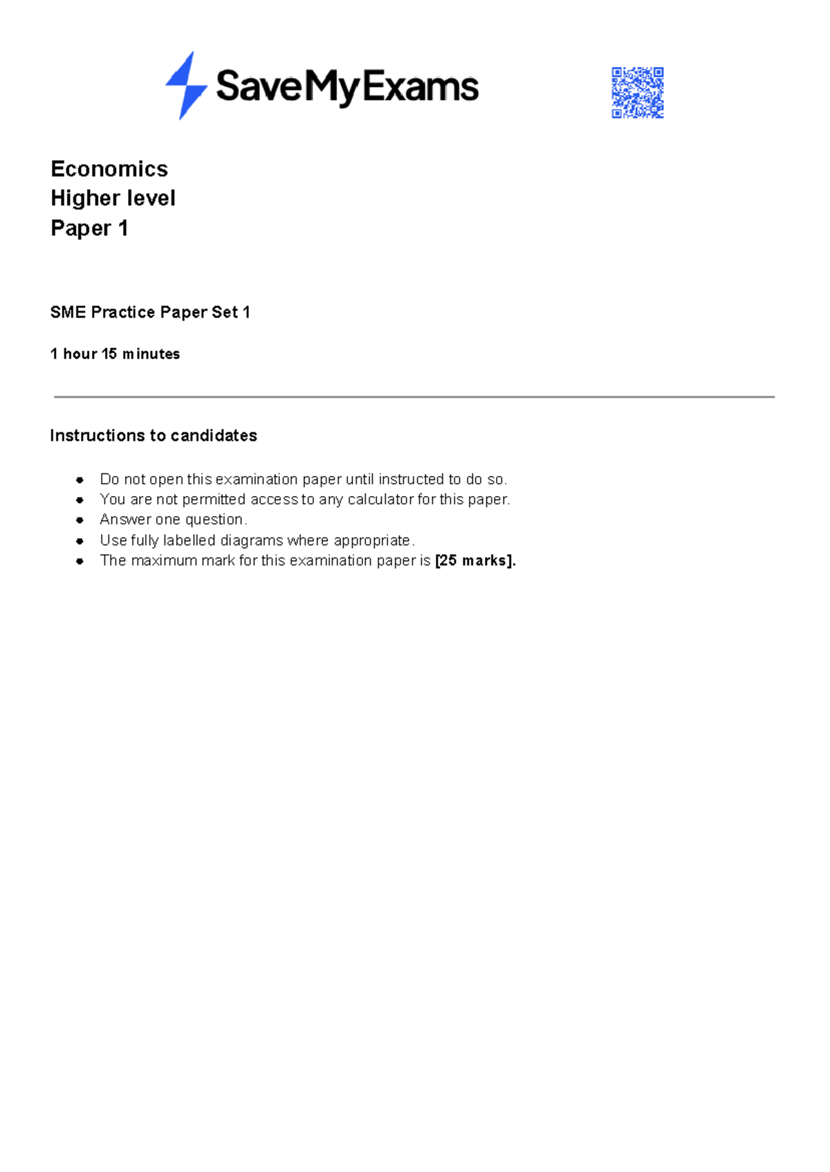 IB Economics HL Paper 1 Sample Exam Practice Set 1 - Studocu