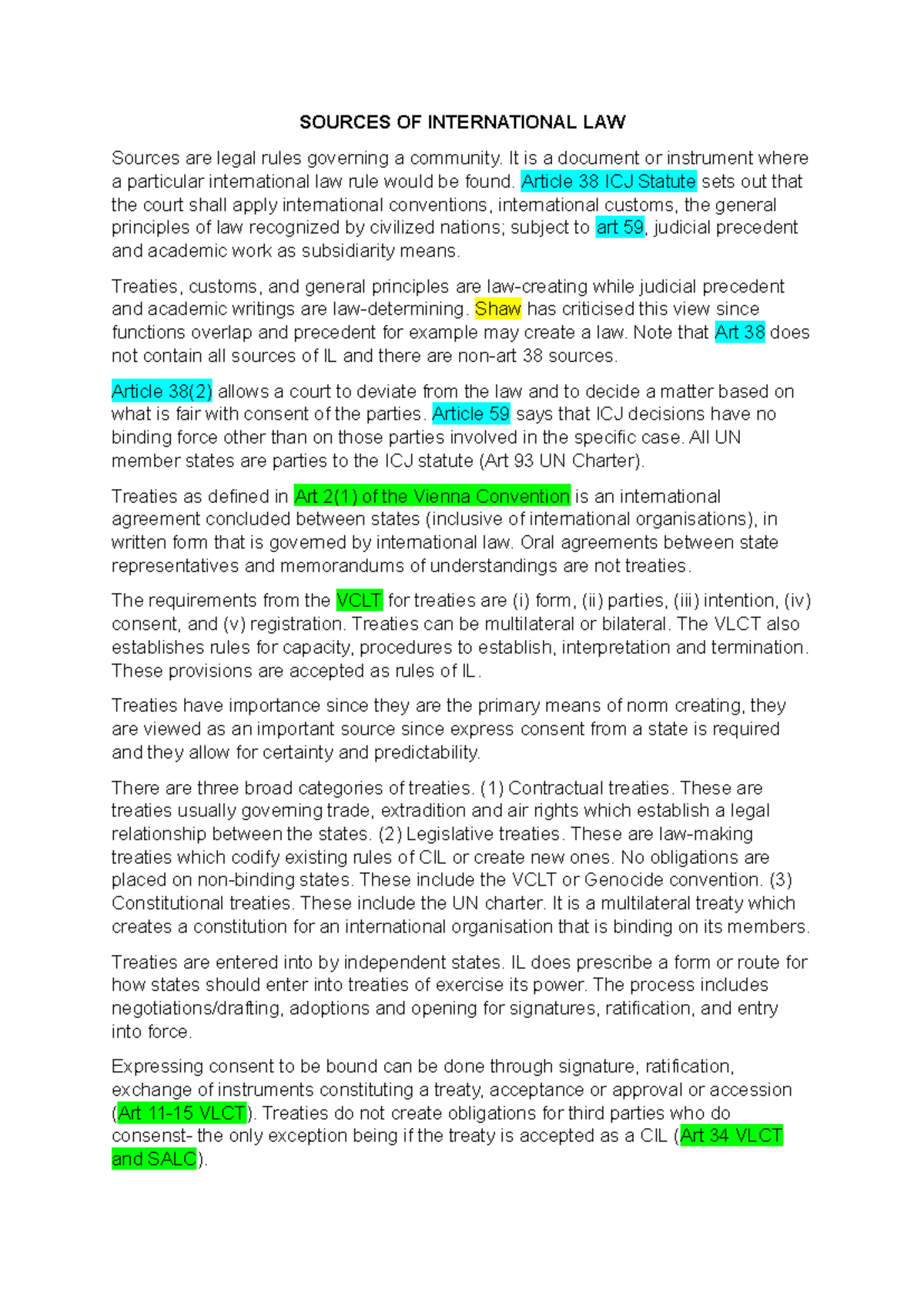 Sources of International Law: An Overview of Article 38 ICJ Statute ...