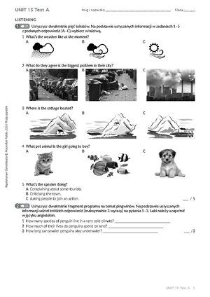 Sprawdzian Present Simple Klasa 4 - Sprawdzian z języka angielskiego ...