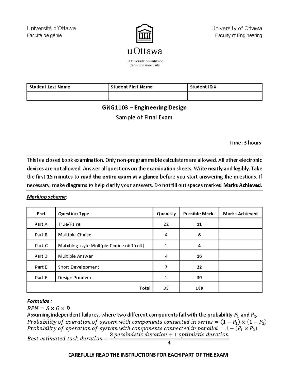 Sample/practice exam 2017, questions - necessary, make diagrams to help ...