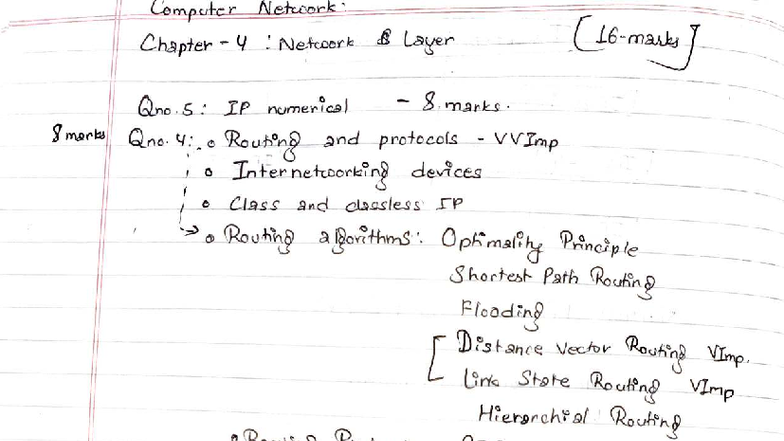 Cn imp - this is note for computer network - Computer Network Chapter 4 :Network Layer Qno 5: IP ...