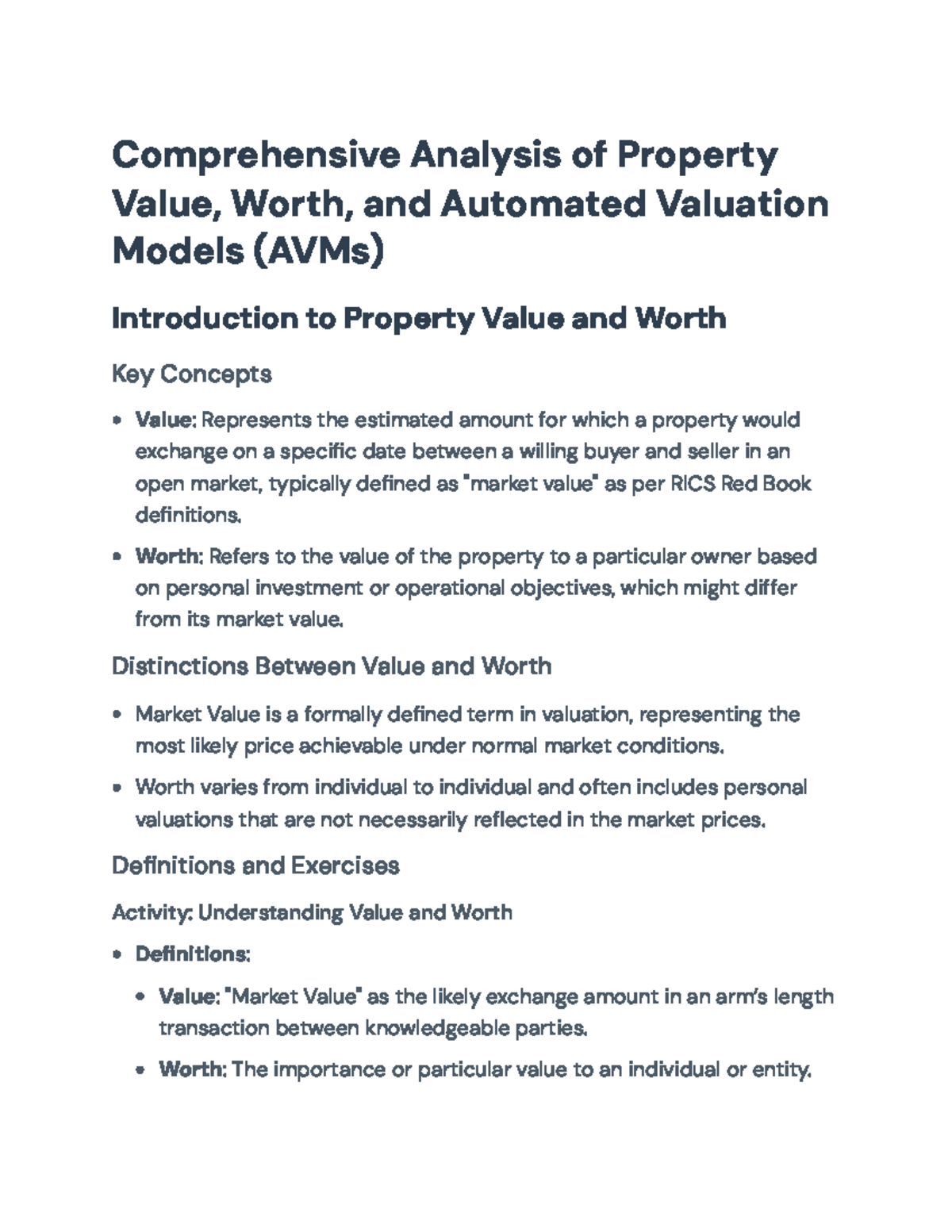 Property Valuation and Automated Models: Key Concepts and Analysis ...